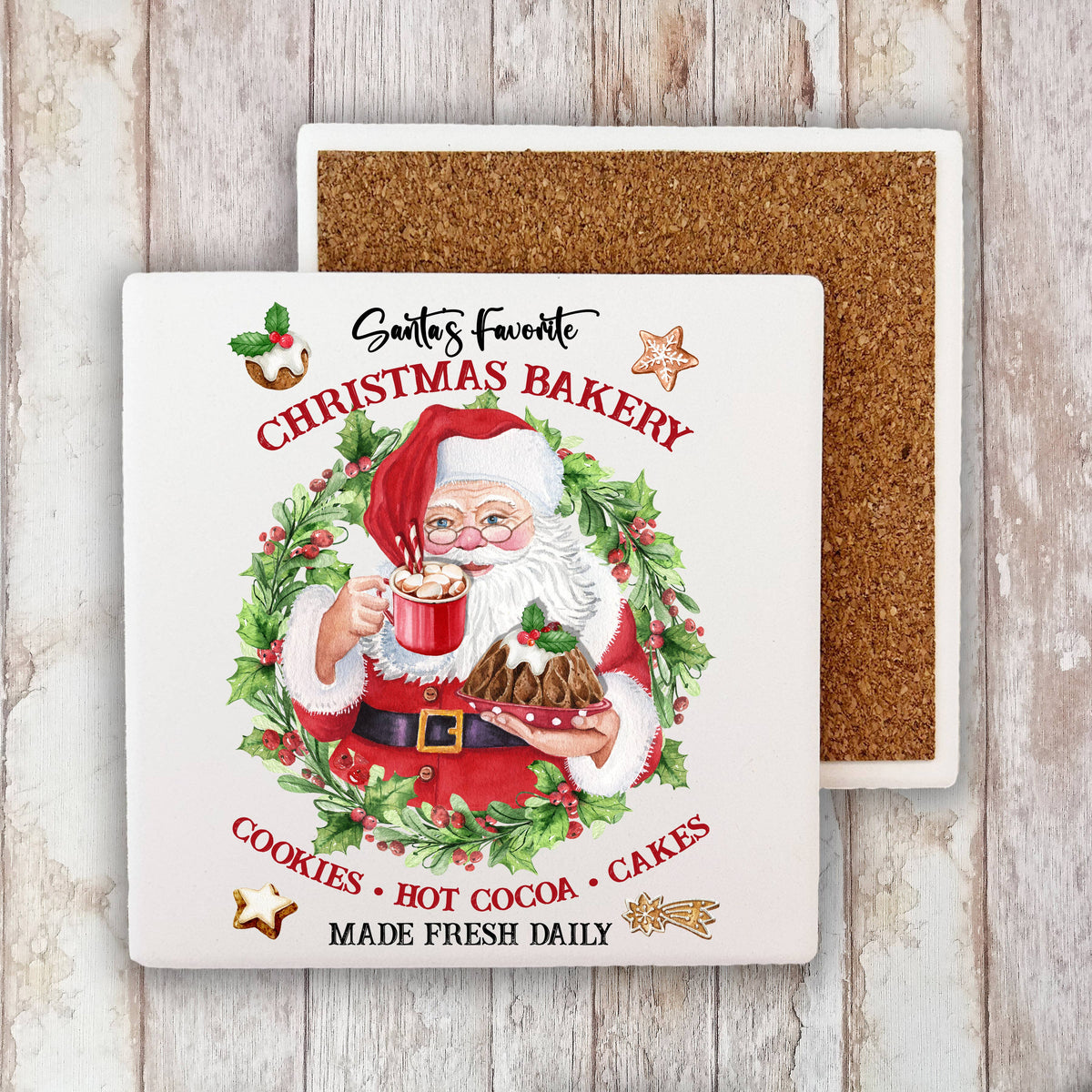 Merry Christmas Santa's Bakery Stone Coaster — Avery Lane Gifts