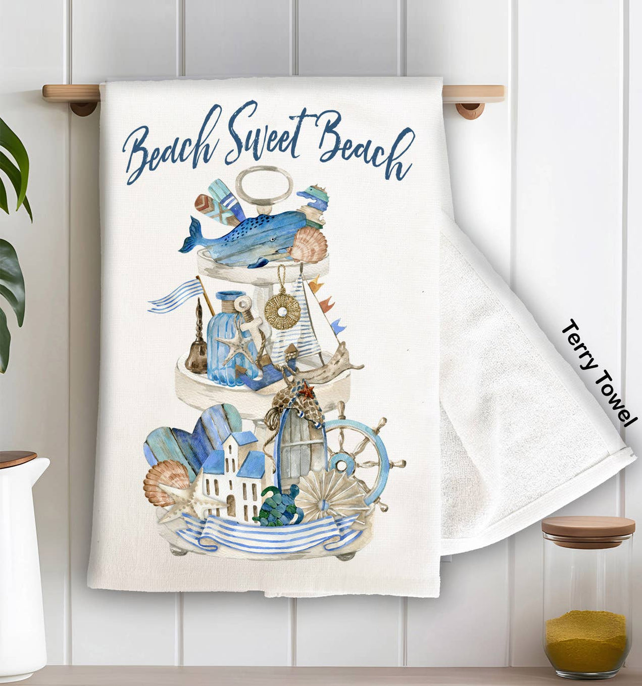 Beach Sweet Beach 3 Tier tray Kitchen Terry Towel — Avery Lane Gifts