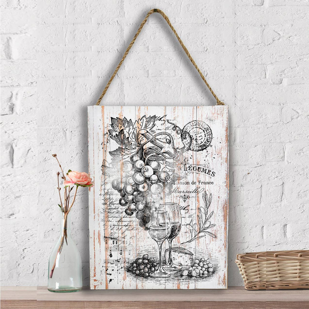 Vintage Shabby Wine and Grapes Wall Decor — Avery Lane Gifts