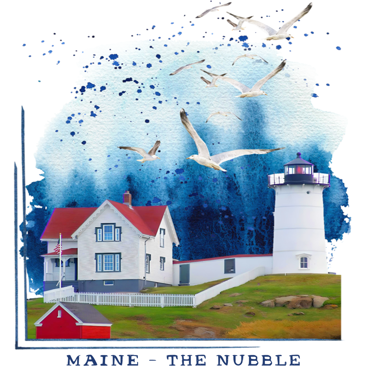 The Nubble Lighthouse "Maine" Tea Towel — Avery Lane Gifts