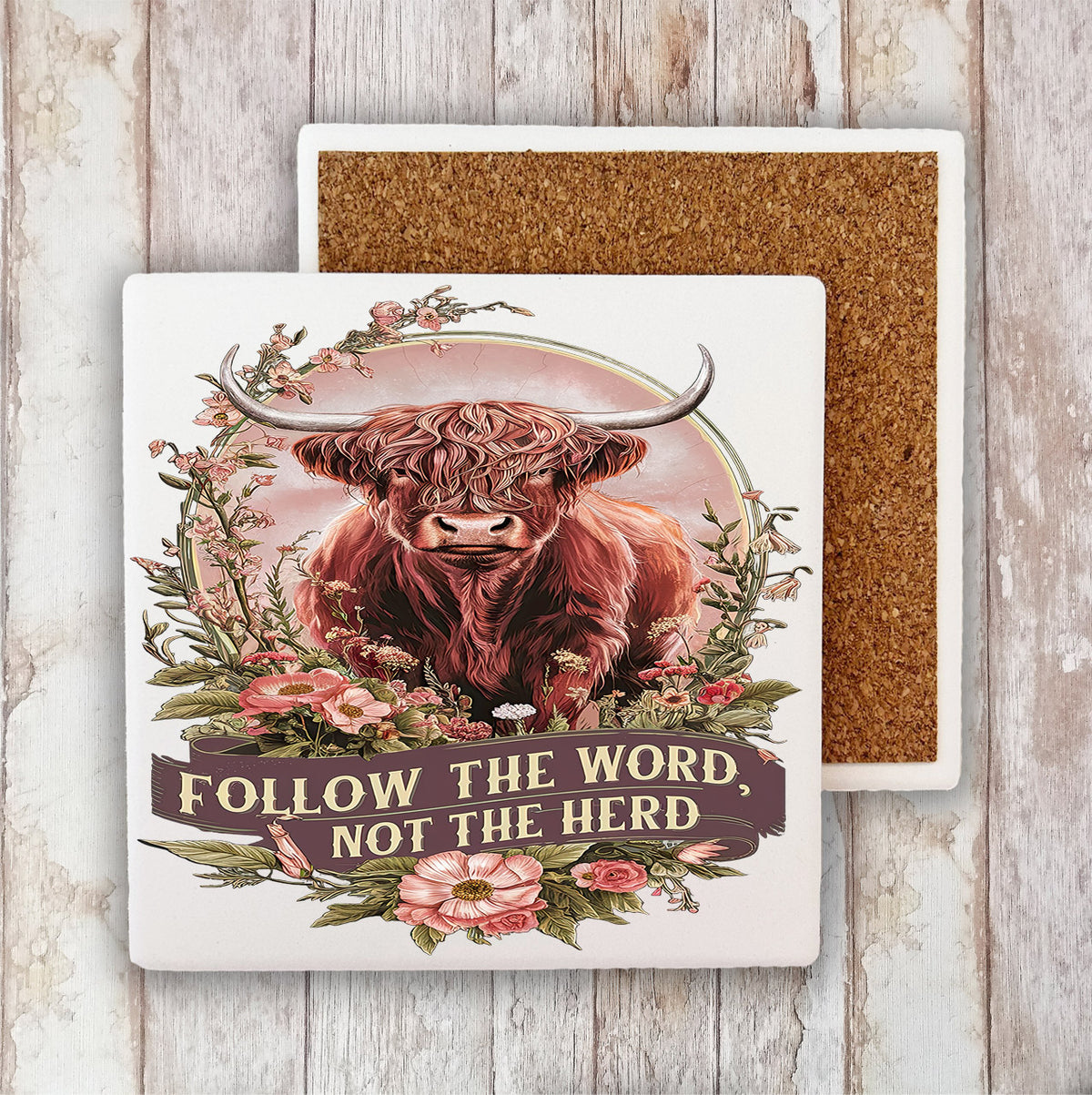 The Word not the Herd Western Spiritual Stone Coaster — Avery Lane Gifts