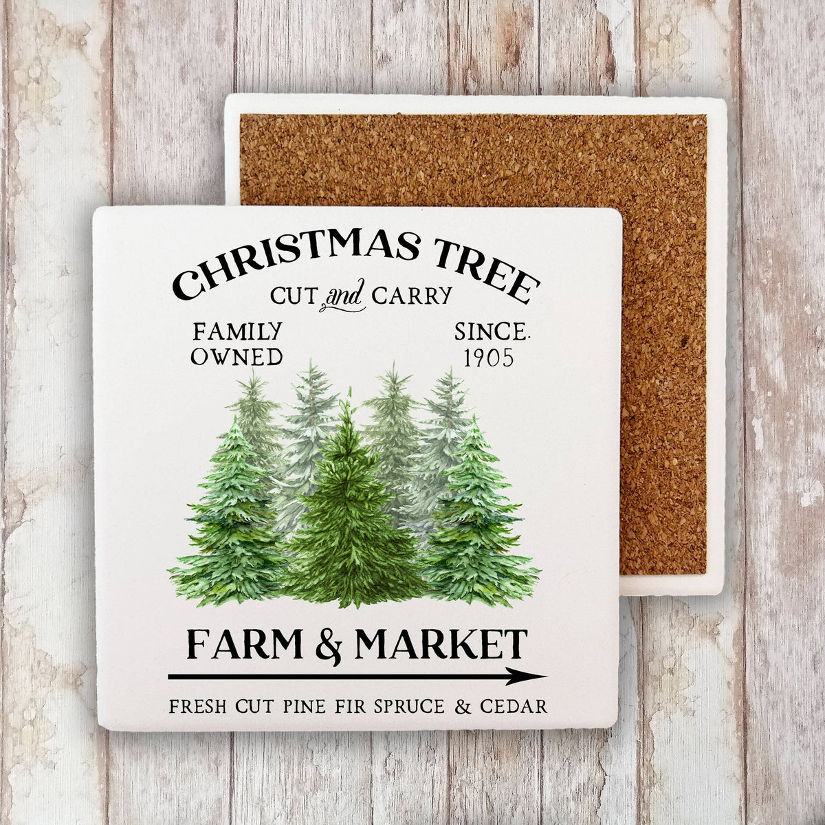 Christmas Tree Farm & Market Stone Coaster — Avery Lane Gifts