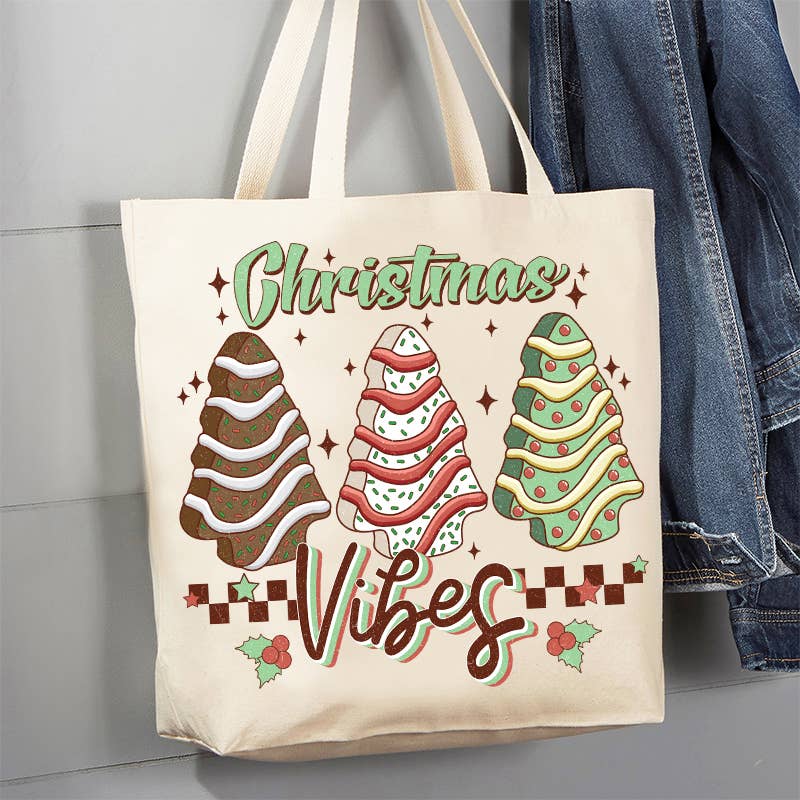 Christmas Vibes Tree Cakes Canvas Tote Bag — Avery Lane Gifts