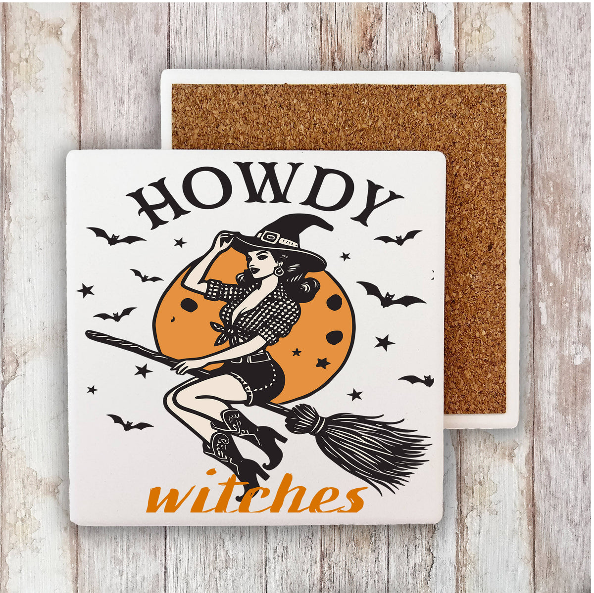 Halloween Retro Vintage Howdy Witches Stone Coaster — Avery Lane Gifts