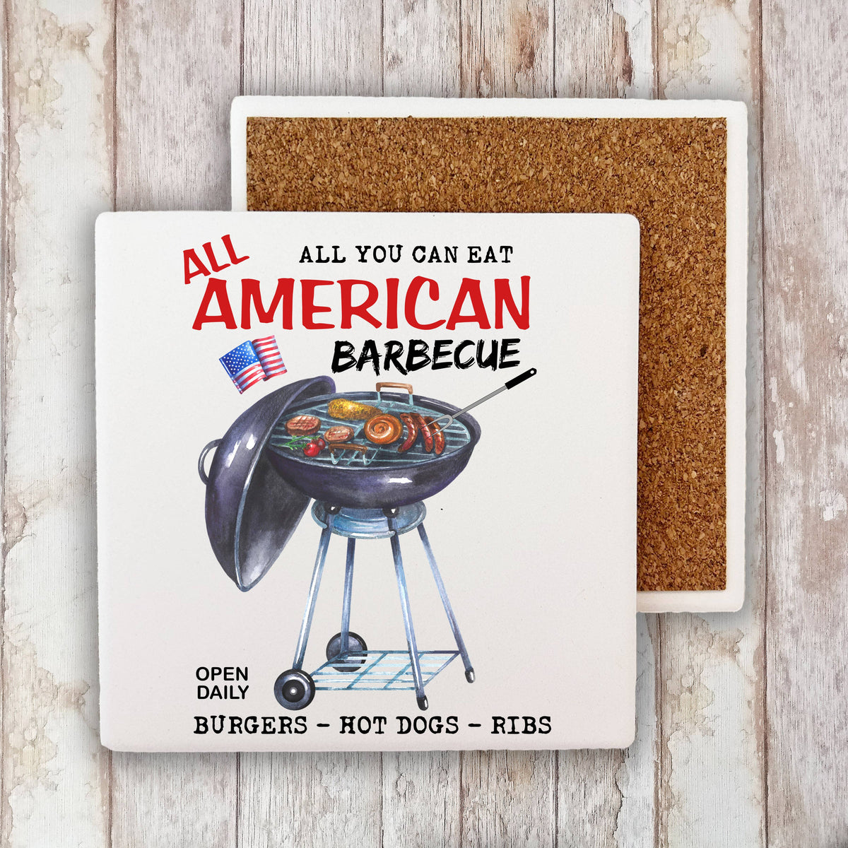 All American Barbecue Patriotic Stone Coaster — Avery Lane Gifts