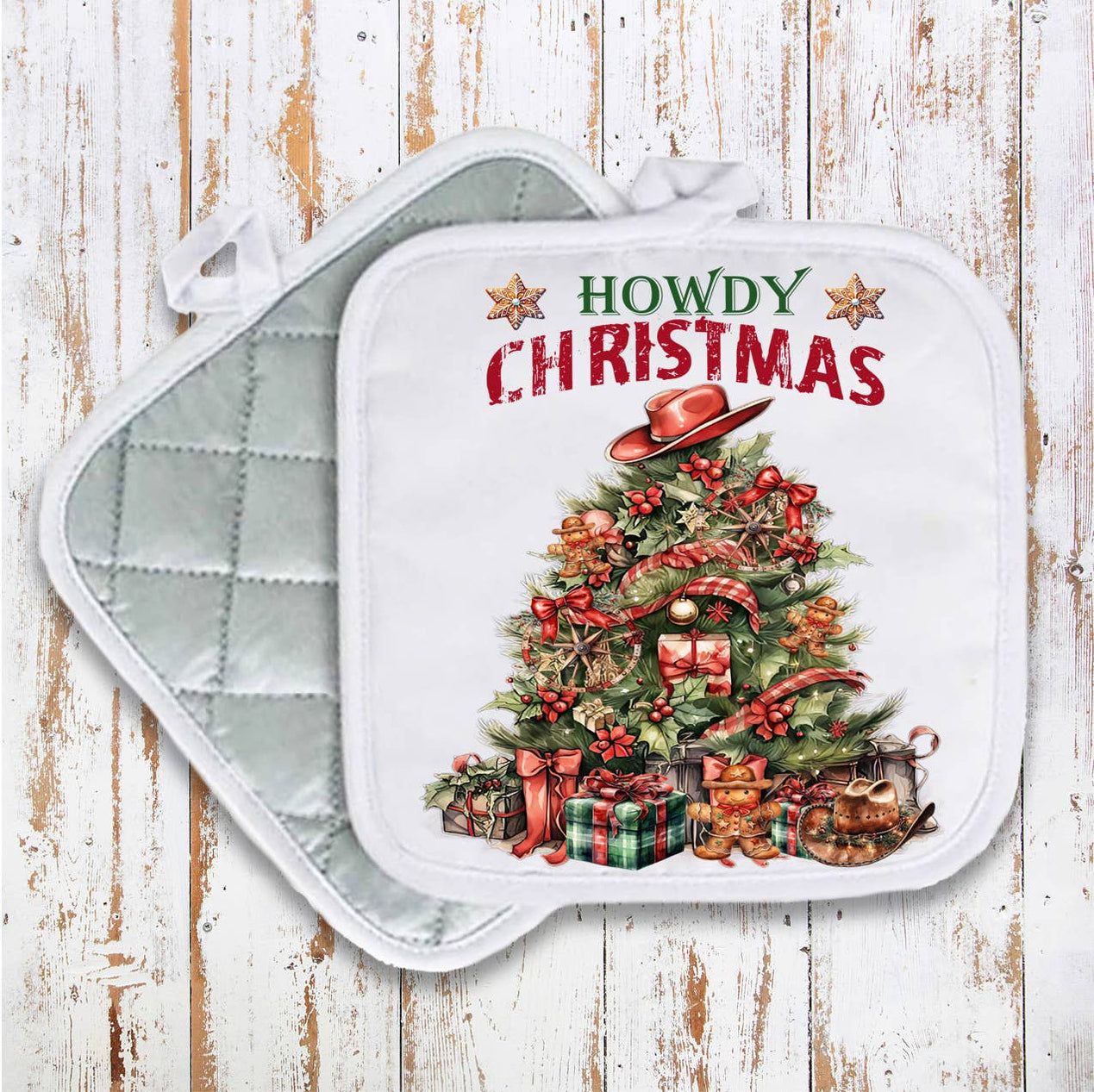 Western Howdy Christmas Tree Pot Holder Oven Mitt — Avery Lane Gifts