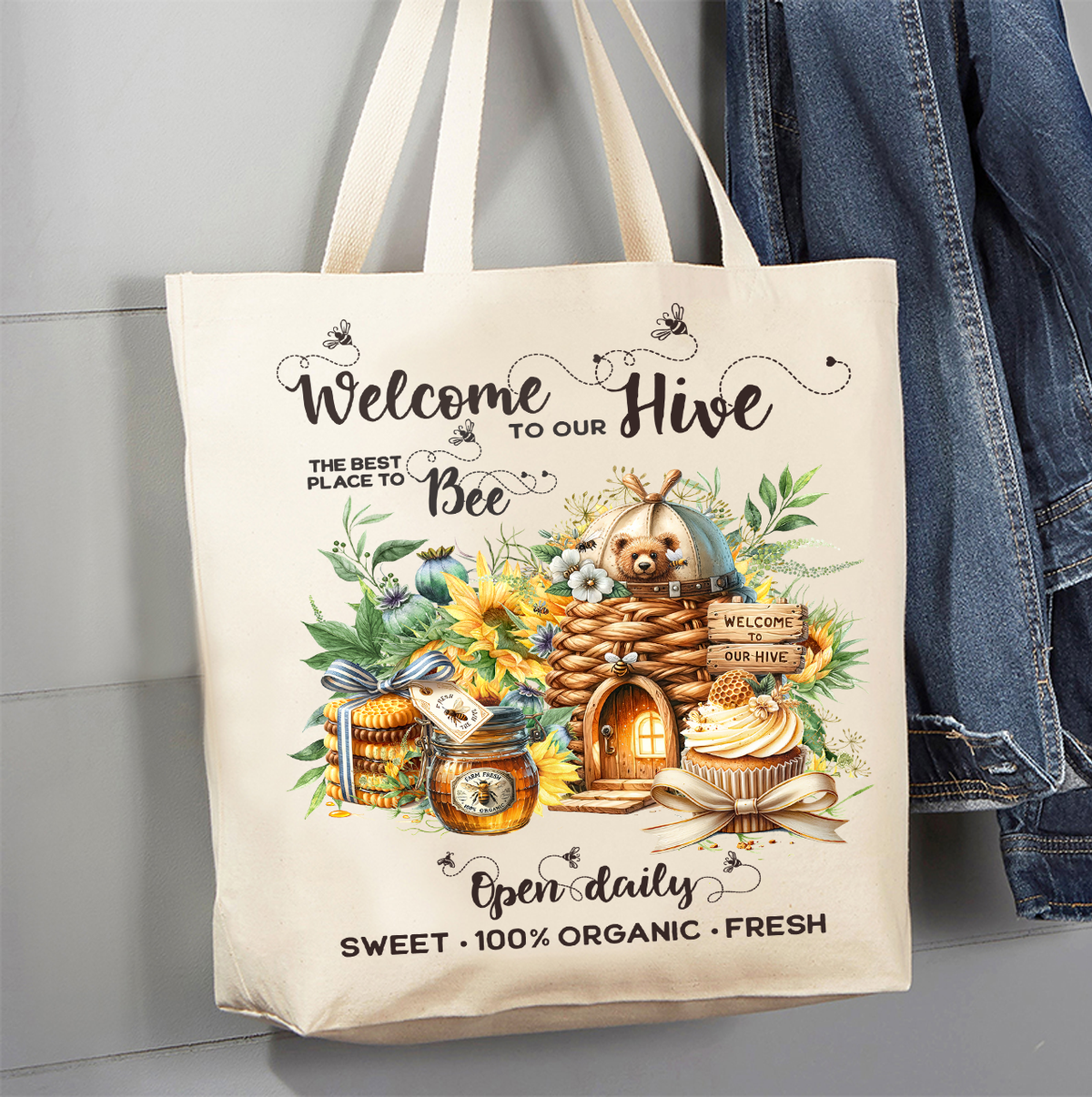 Welcome to Our Hives bees Canvas Tote Bag — Avery Lane Gifts