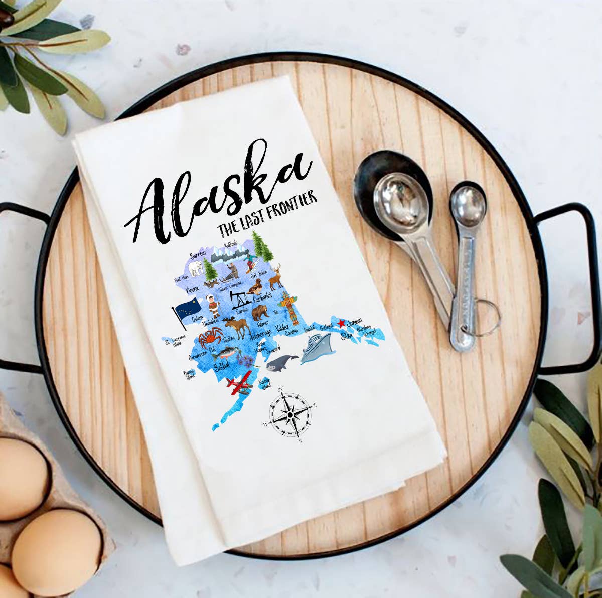 Alaska State Map Souvenir Flour Sack Tea Towel — Avery Lane Gifts
