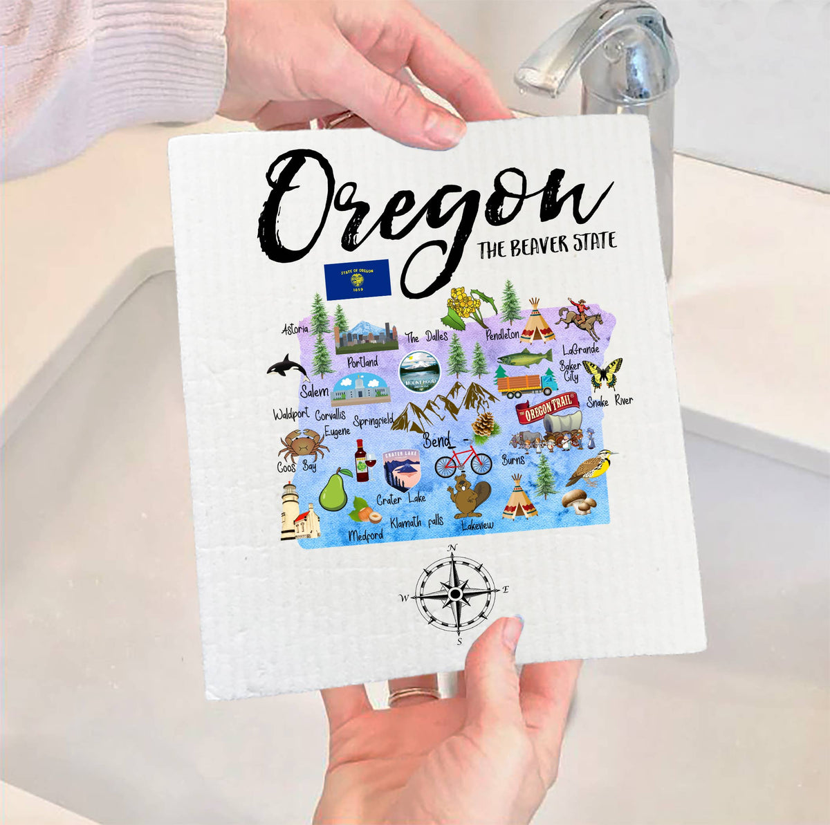 Oregon State Map Souvenir SWEDISH DISH CLOTH — Avery Lane Gifts