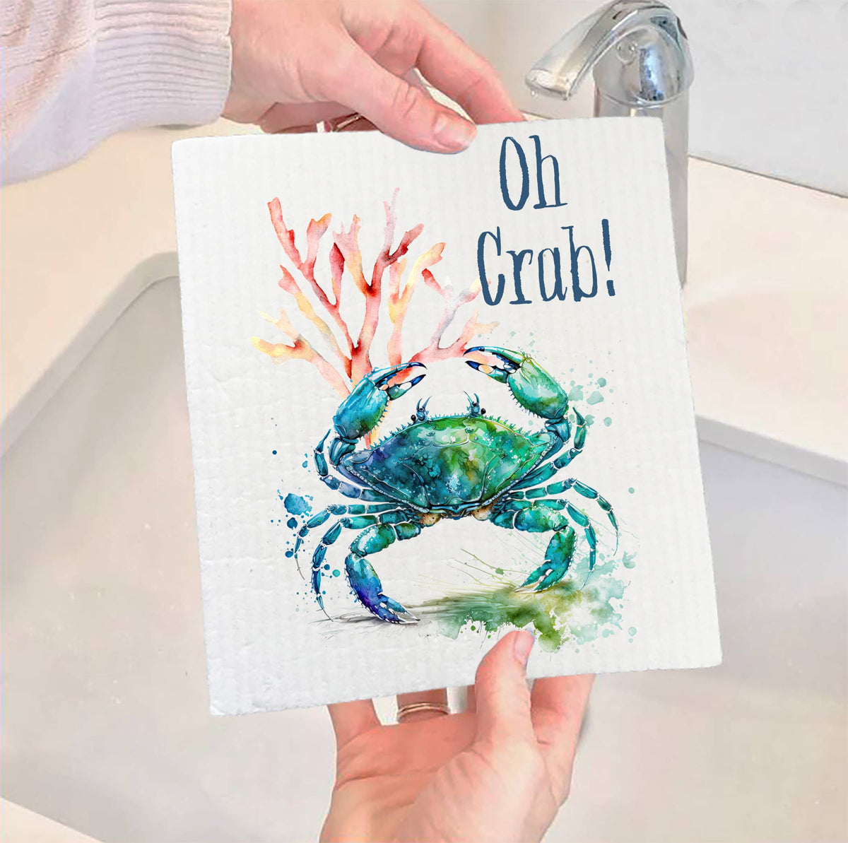 Coastal Beach Oh Crab Blue Crab SWEDISH DISH CLOTH — Avery Lane Gifts
