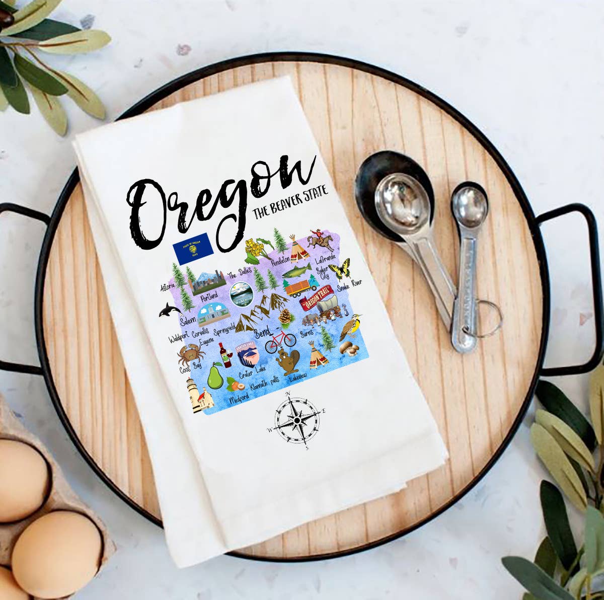 Oregon State Map Souvenir Flour Sack Tea Towel — Avery Lane Gifts
