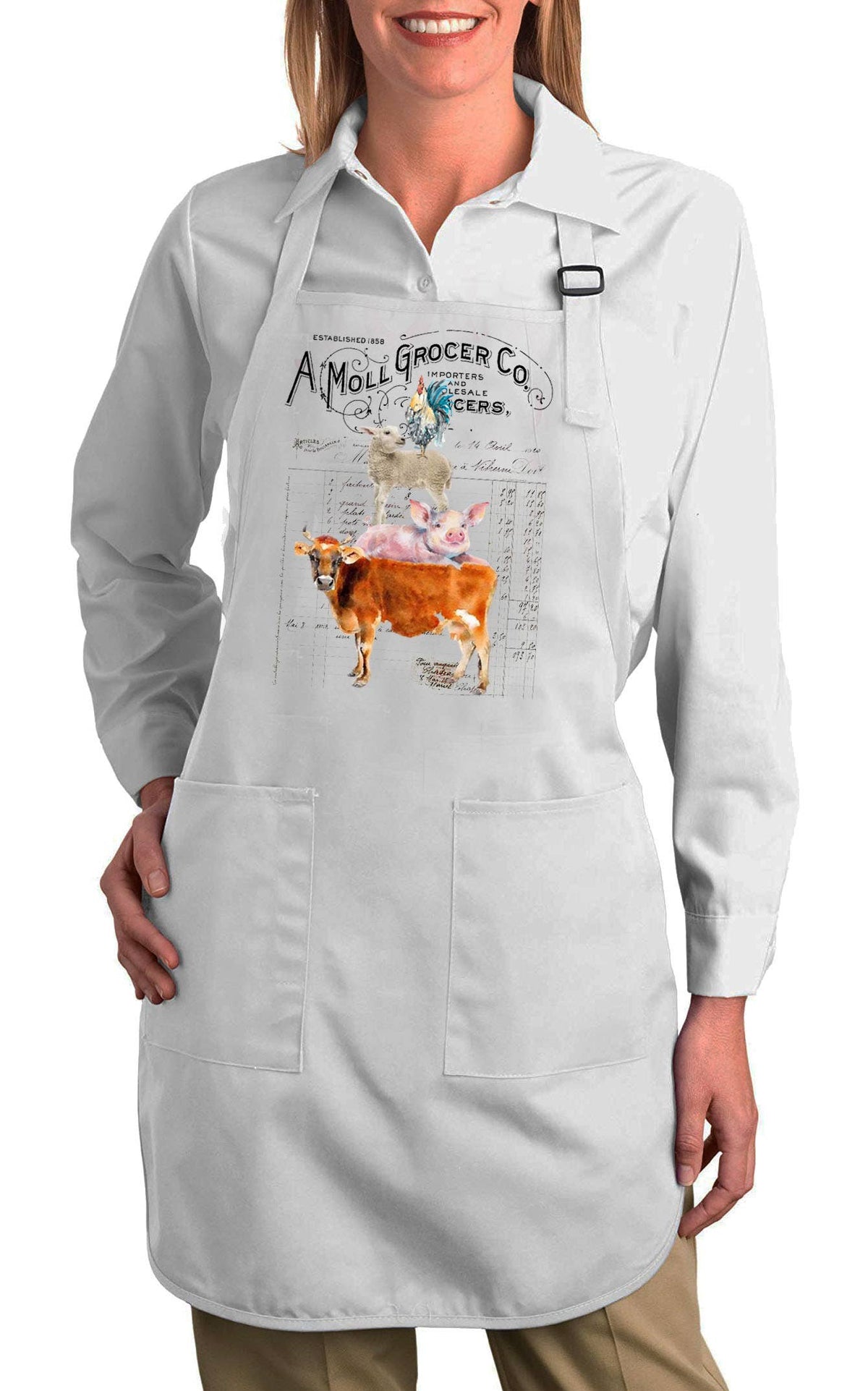 Vintage Farm Animals Grocers Cotton Apron — Avery Lane Gifts
